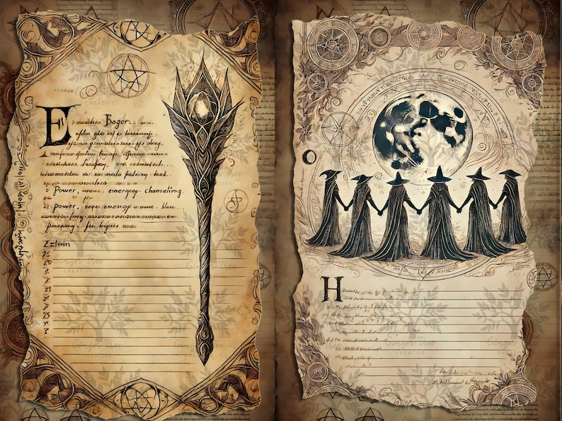 Witchy Parchment Junk Journal Kit, DIY Spellbook, Enchanted Scrapbook ...