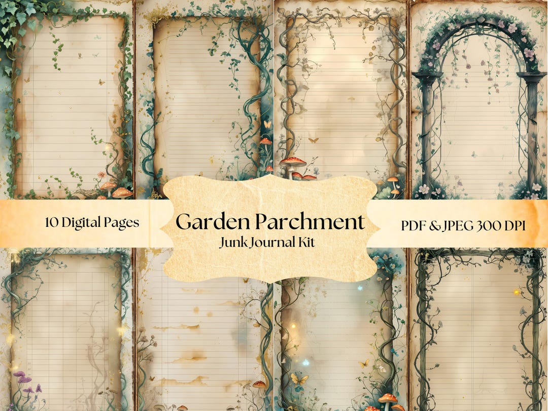 Garden Parchment Junk Journal Kit: Floral Ephemera (digital Download ...
