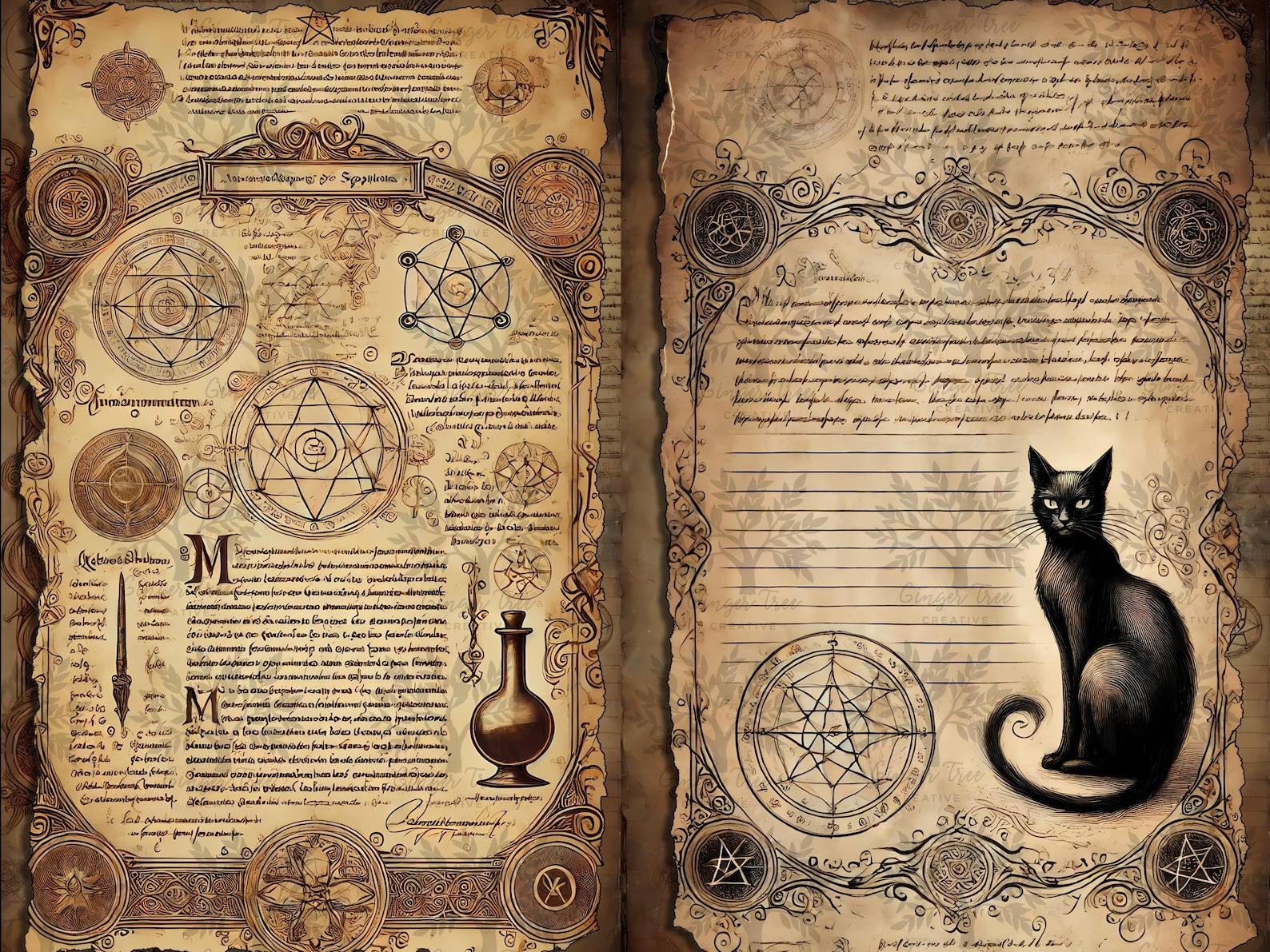 Witchy Parchment Junk Journal Kit, DIY Spellbook, Enchanted Scrapbook ...