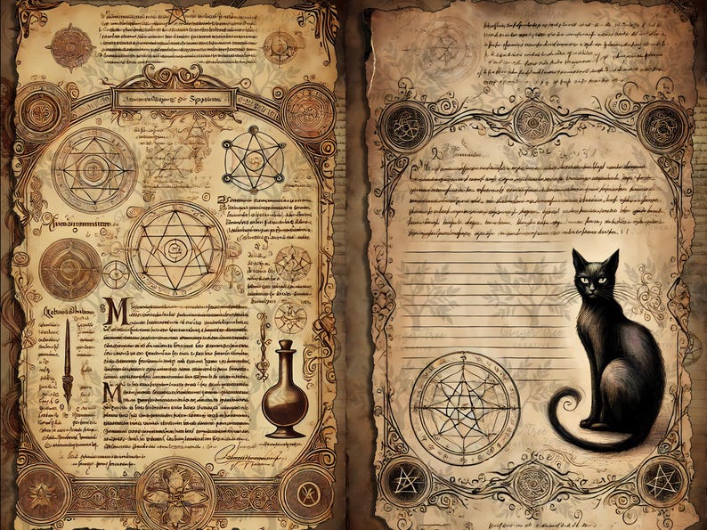 Witchy Parchment Junk Journal Kit, DIY Spellbook, Enchanted Scrapbook ...