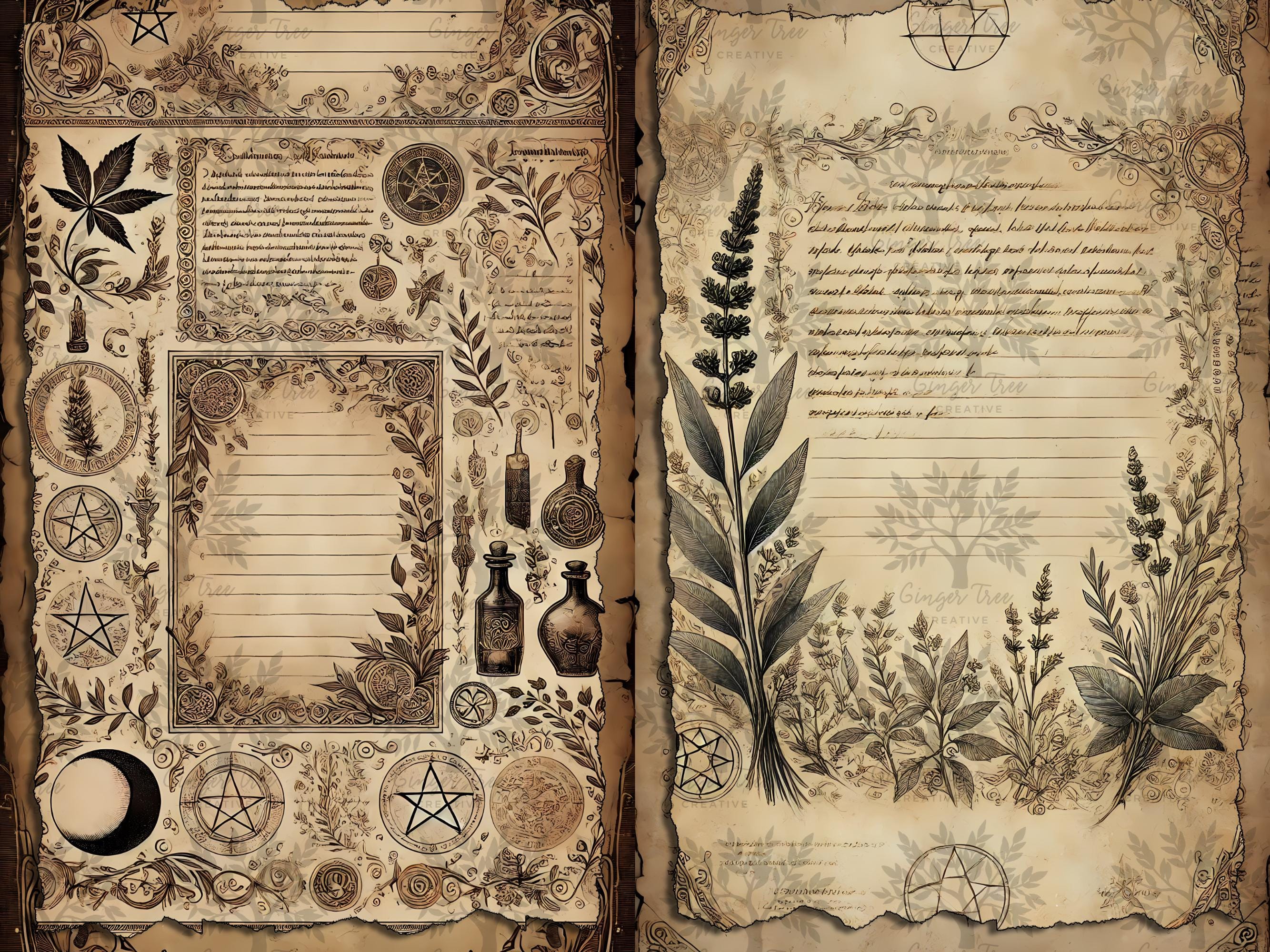 Witchy Parchment Junk Journal Kit, DIY Spellbook, Enchanted Scrapbook ...