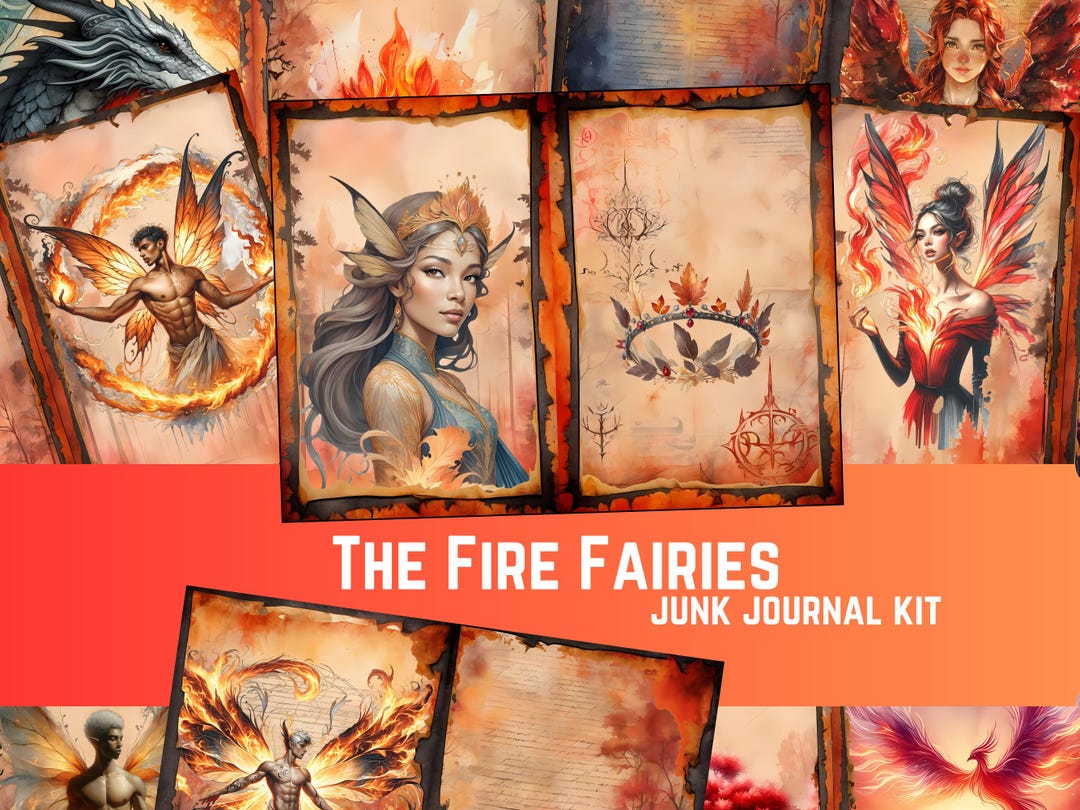 The Fire Fairies Junk Journal Kit - 18 Printable 8.5x11 Pages, Magical ...