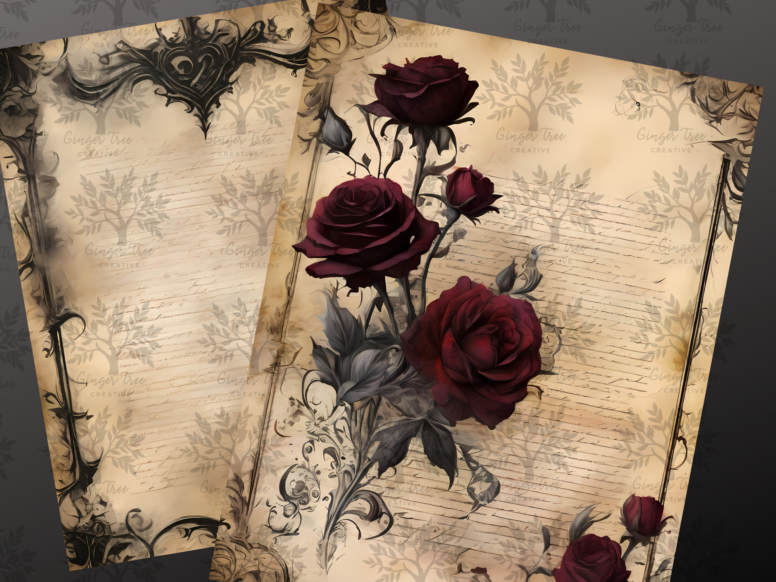 Gothic Rose Parchment: Junk Journal Paper (digital Download) - Etsy