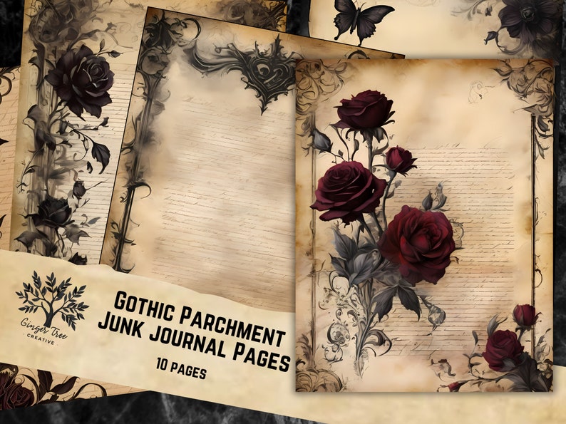 Gothic Rose Parchment: Junk Journal Paper (digital Download) - Etsy