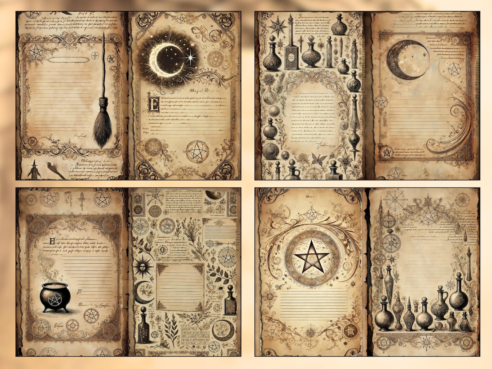 Witchy Parchment Junk Journal Kit, DIY Spellbook, Enchanted Scrapbook ...
