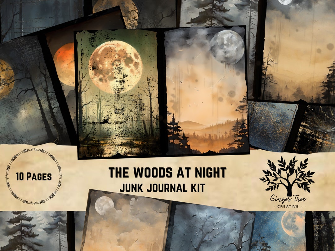 The Woods at Night Junk Journal Kit, Creepy Forest Scrapbooking ...
