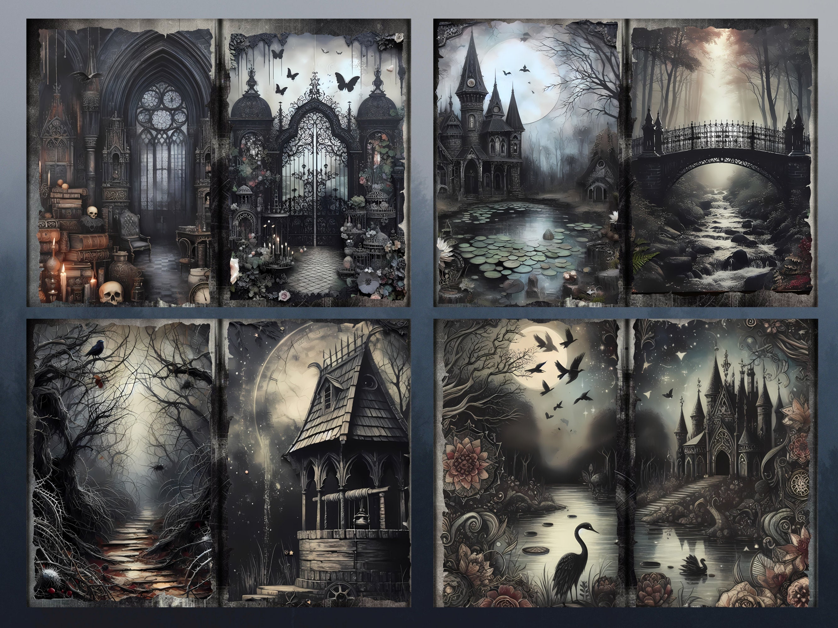Gothic Fairytale Backgrounds Junk Journal Kit, Fantasy Scrapbooking ...