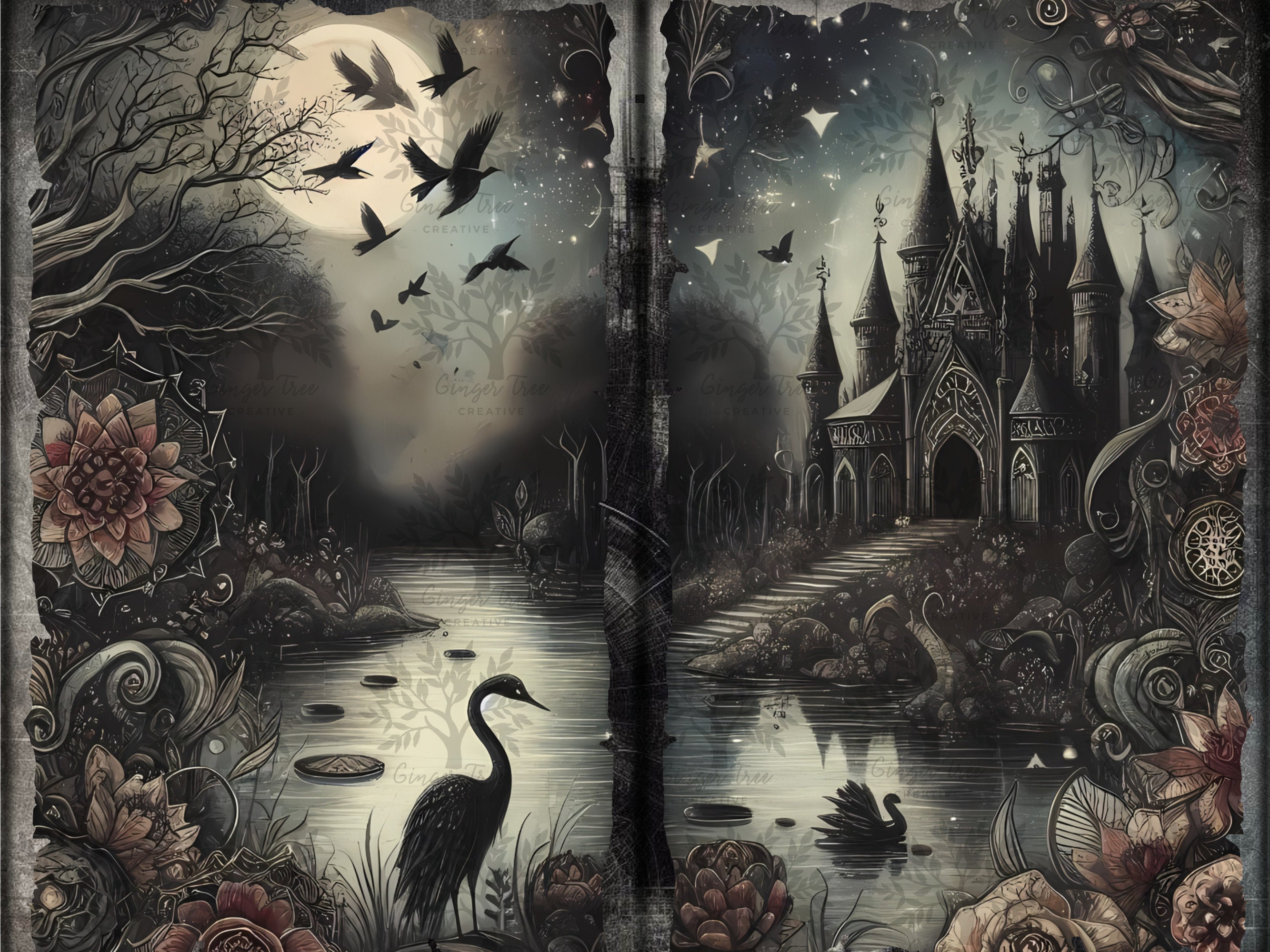 Gothic Fairytale Backgrounds Junk Journal Kit, Fantasy Scrapbooking ...
