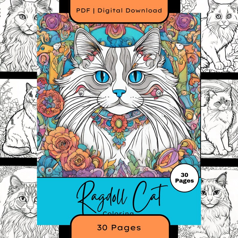 Ragdoll Cat Coloring Book | Digital Download | Printable | PDF Format ...
