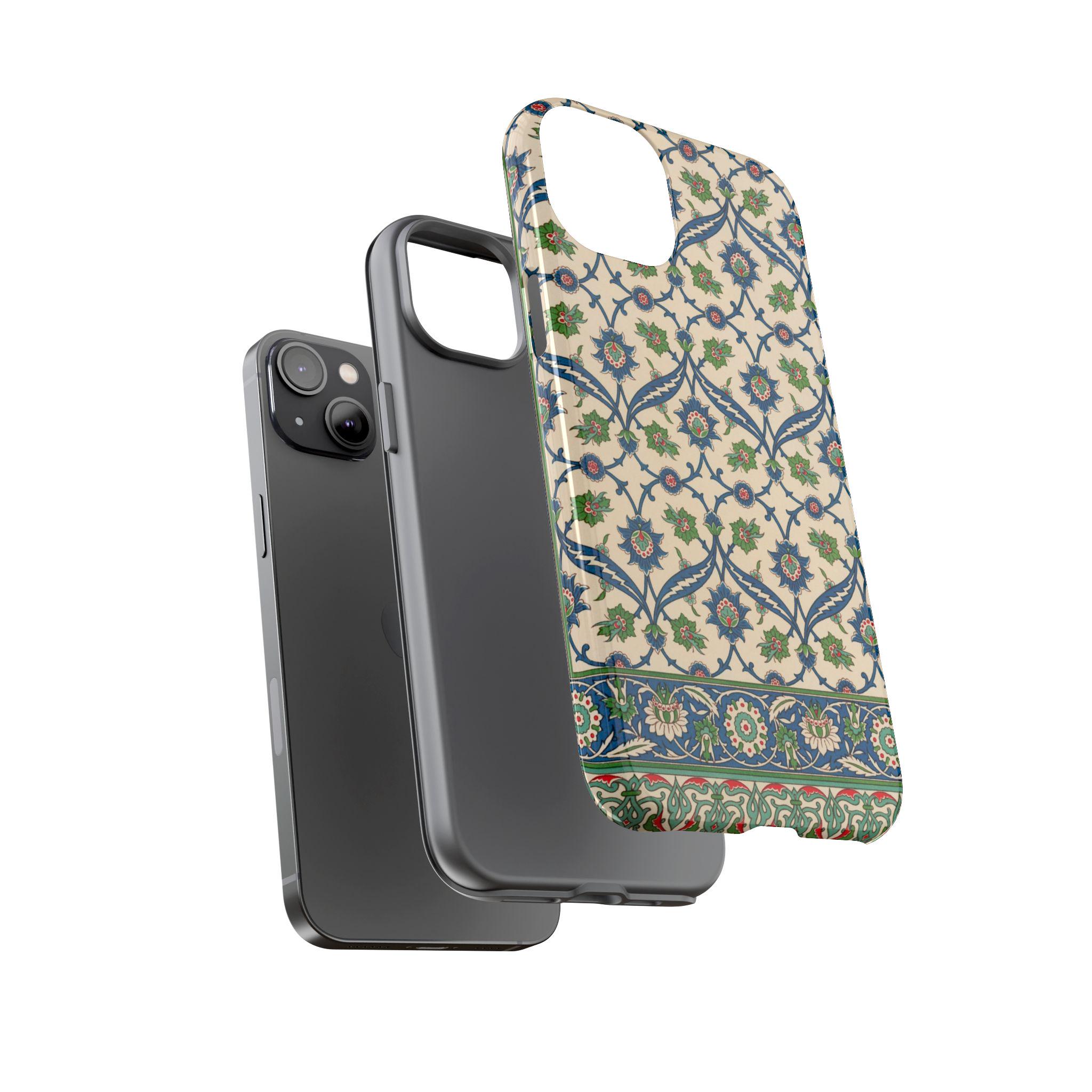 Vintage Blue Flower Pattern Phone Case | Cultural Art iPhone Cover ...