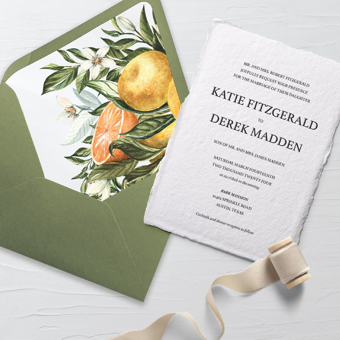 Citrus Bouquet Envelope Liner Template, Printable Envelope Liner for ...