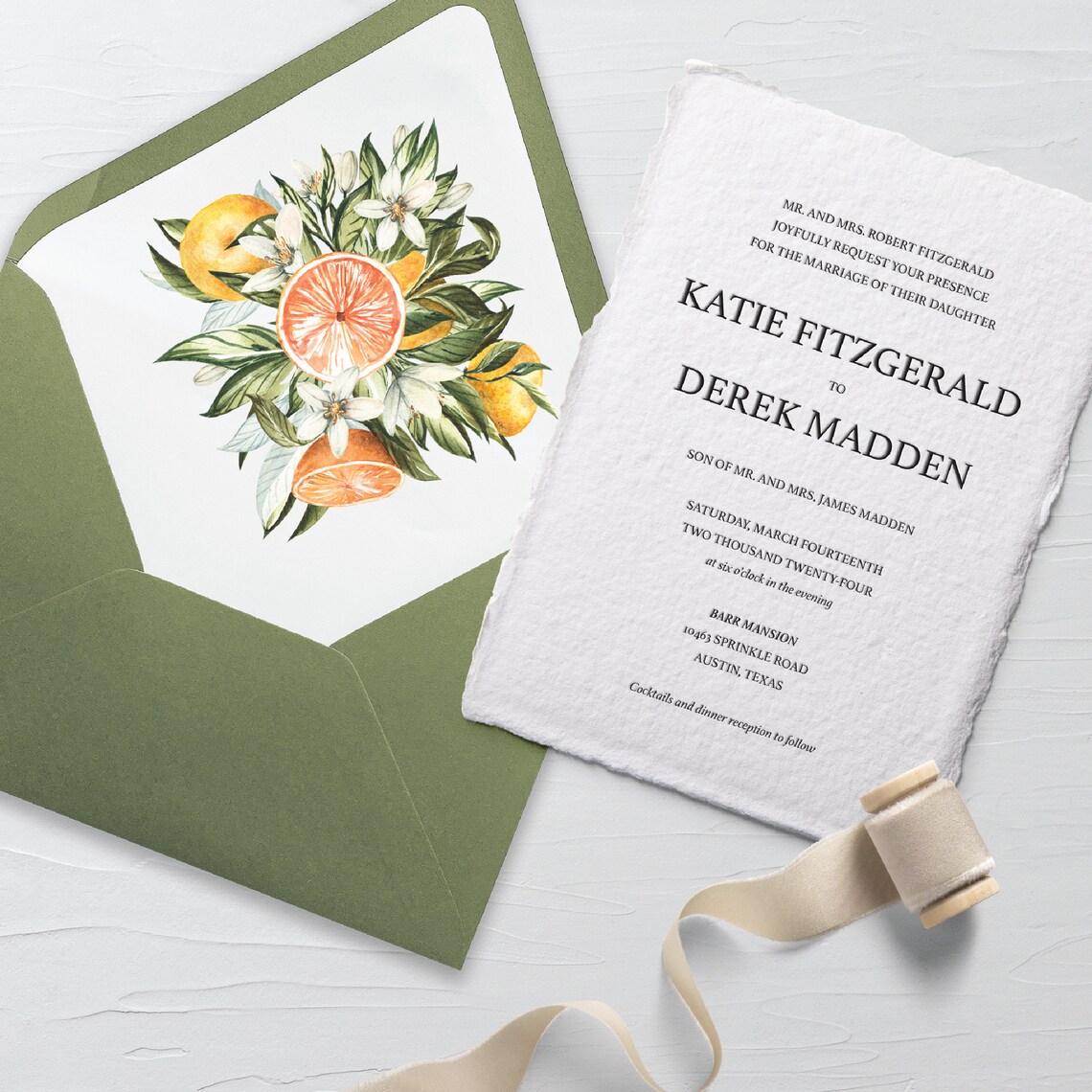 Citrus Floral Envelope Liner Template, Printable Envelope Liner for ...