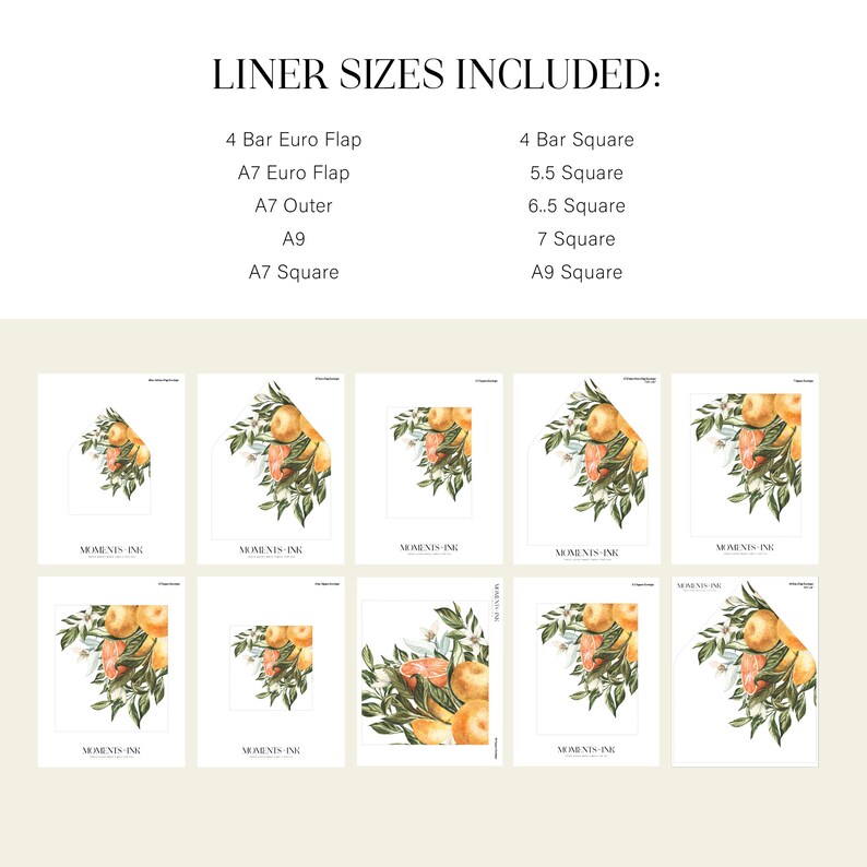 Citrus Bouquet Envelope Liner Template, Printable Envelope Liner for ...