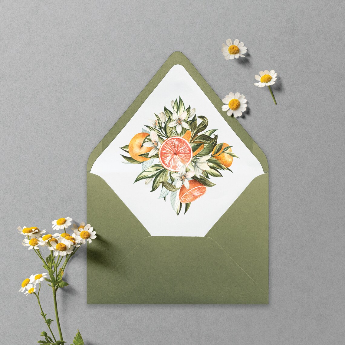 Citrus Floral Envelope Liner Template, Printable Envelope Liner for ...