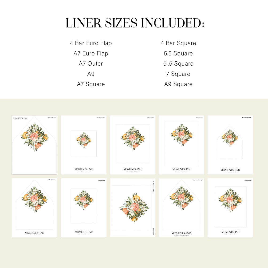 Citrus Floral Envelope Liner Template, Printable Envelope Liner for ...