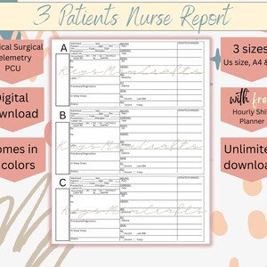 Nurse Report Sheet, Nurse Brain Sheet, Medsurg Nurse Report Sheet ...