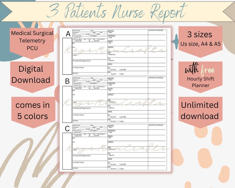 Nurse Report Sheet, Nurse Brain Sheet, Medsurg Nurse Report Sheet ...