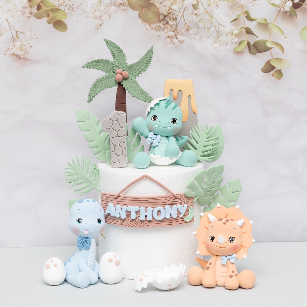 Dinosaur Cake Topper Triceratops, Trex, Brontosaurus Birthday Cake ...