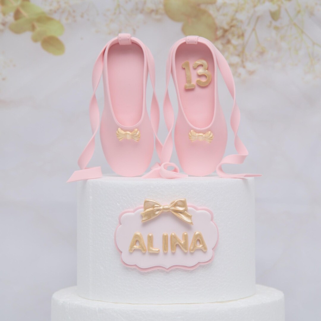 Pink Ballerina Shoes Cake Topper Ballet Slippers Cake Decoration Made ...