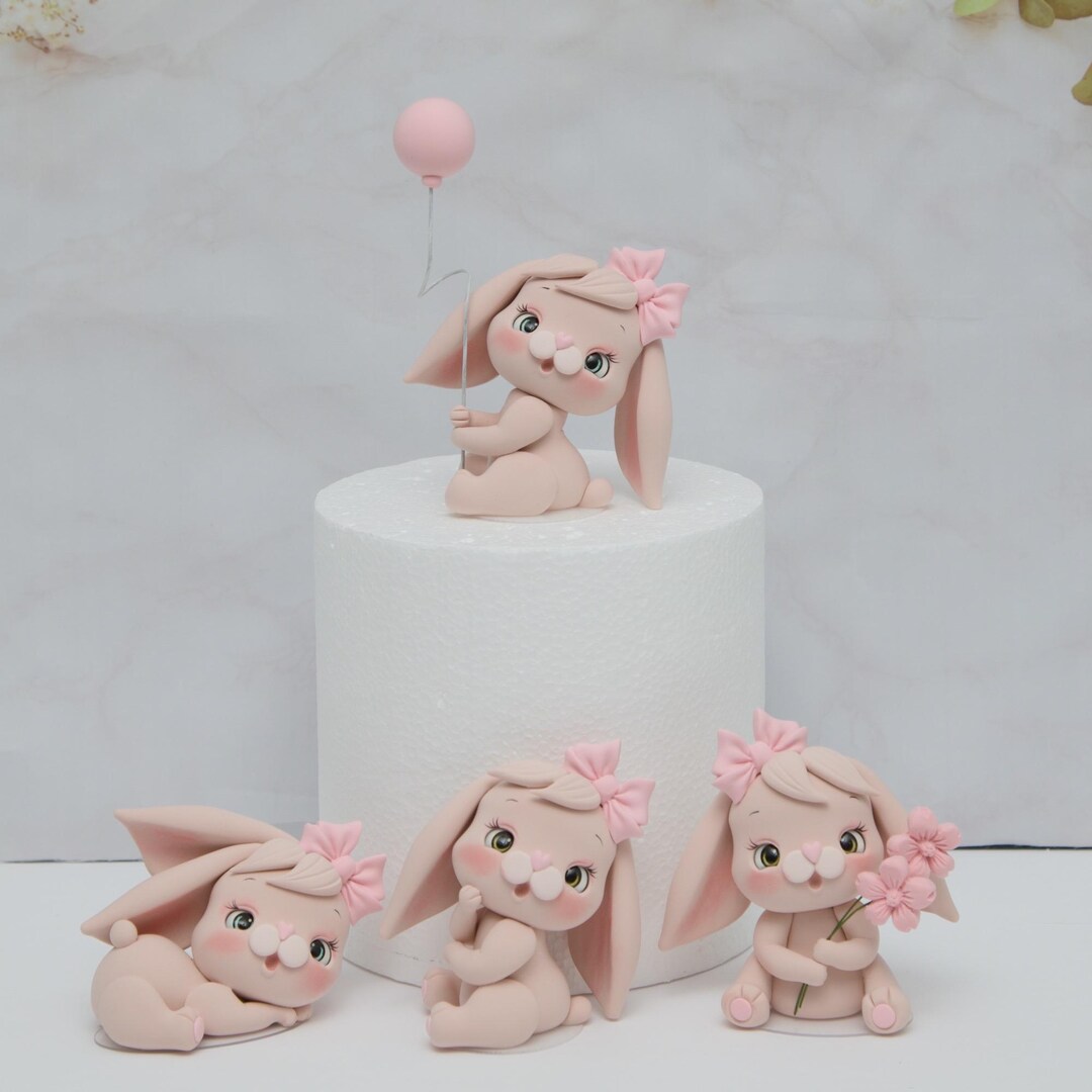 Bunny Cake Topper Made of Lightweight Clay - Etsy