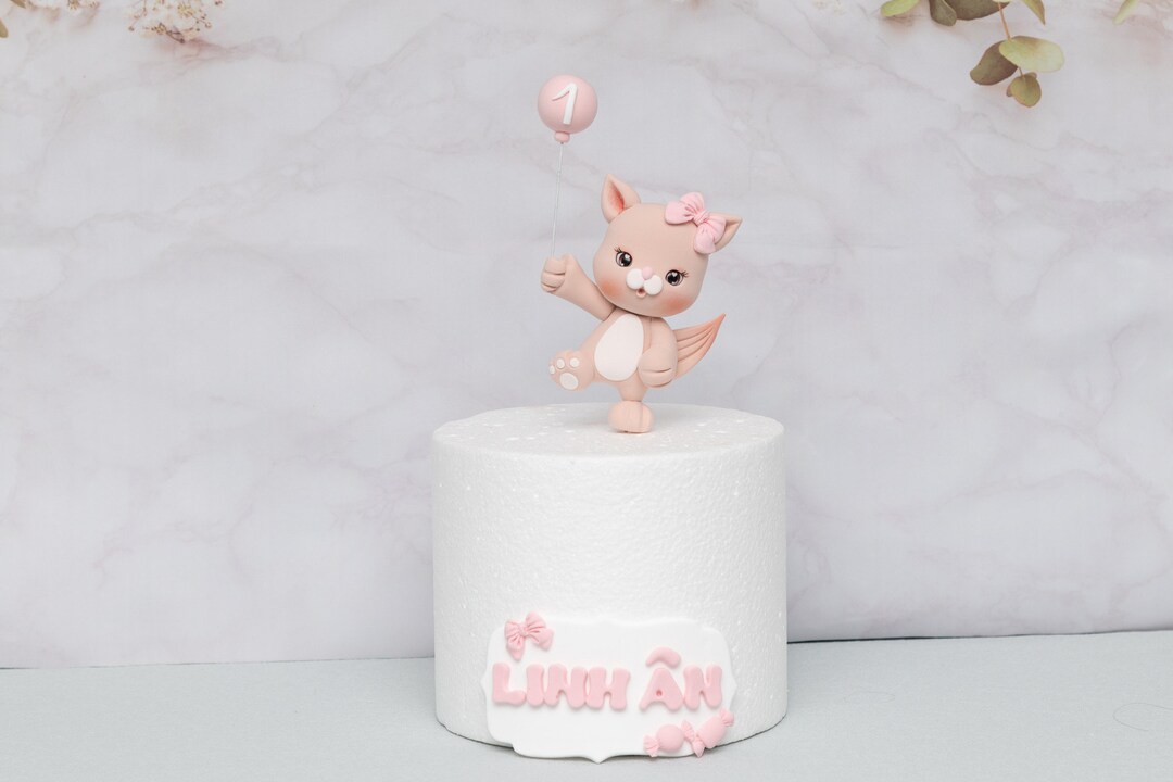 Cat Cake Topper, Kitten Cake Topper, Balloon Cake Decoration, Made of ...