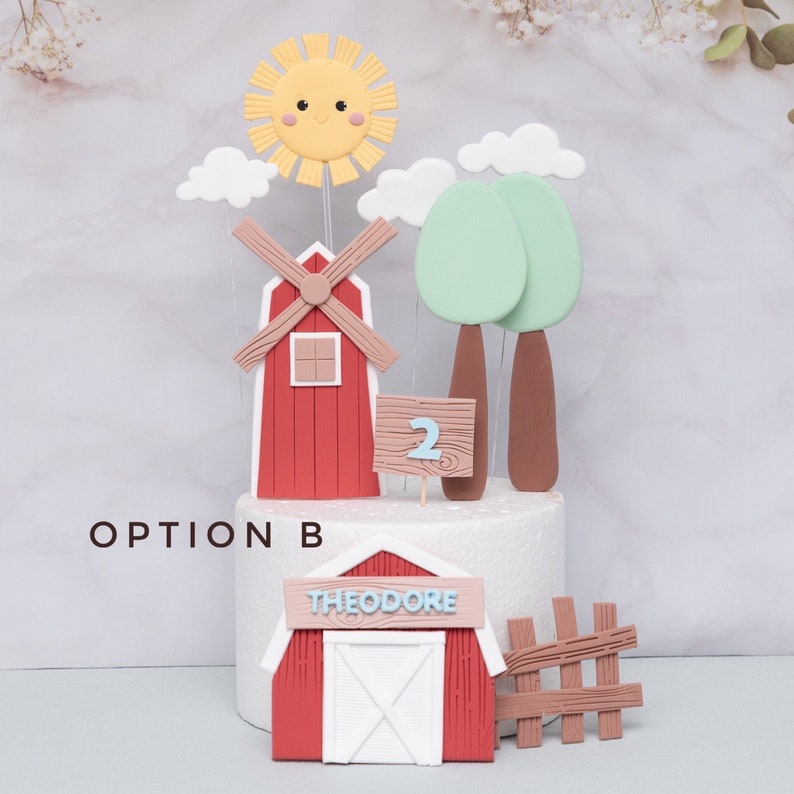 Farm Animal Cake Topper, Cow, Sheep, Horse, Chicken, Pig, Barn ...