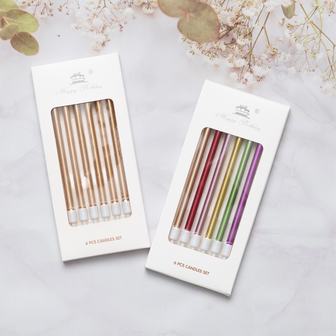 Gold Tall Birthday Candle, Metallic Long Birthday Candle, Pack of 6 - Etsy