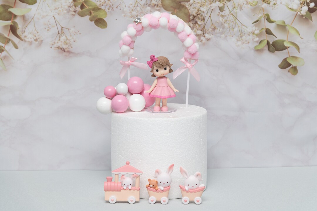 Little Girl Cake Topper, Bunny Train Cake Decoration Made of Plastic - Etsy
