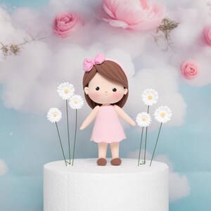 Baby Girl Cake Topper Balloon Cake Decoration Made of Lightweight Clay ...