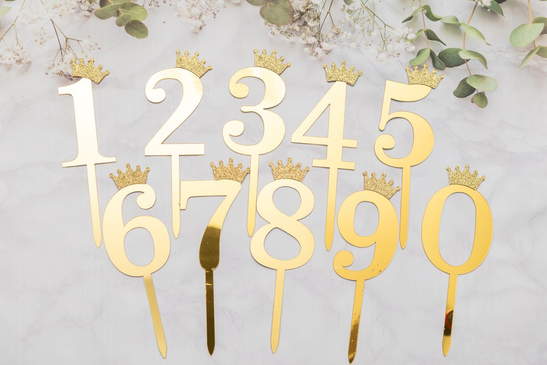 Acrylic Gold Number Cake Toppers - Etsy