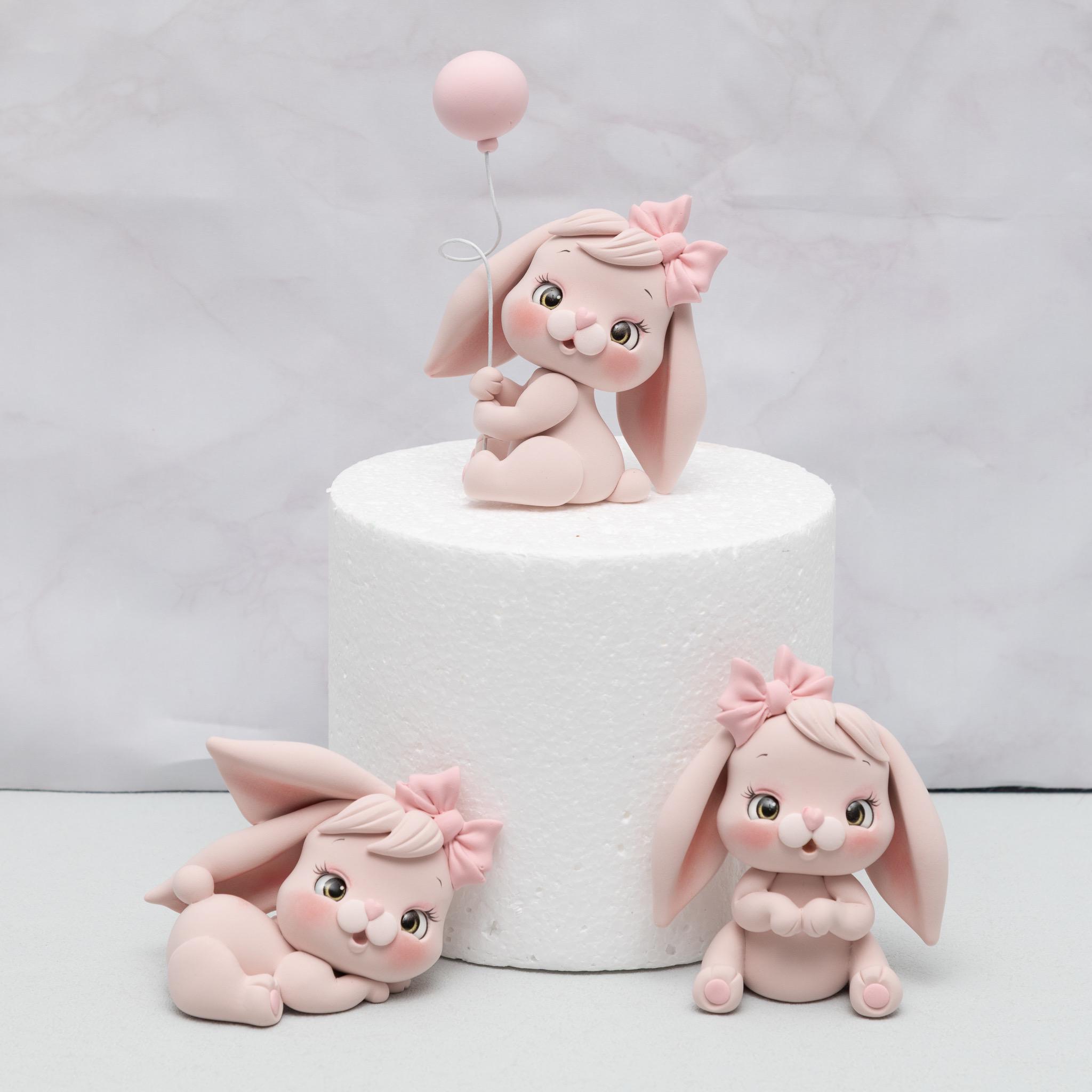 Bunny Cake Topper Made of Lightweight Clay - Etsy