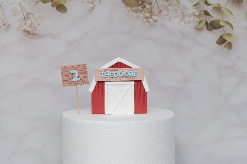 Farm Animal Cake Topper, Cow, Sheep, Horse, Chicken, Pig, Barn ...