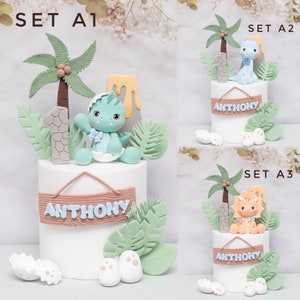 Dinosaur Cake Topper Triceratops, Trex, Brontosaurus Birthday Cake ...
