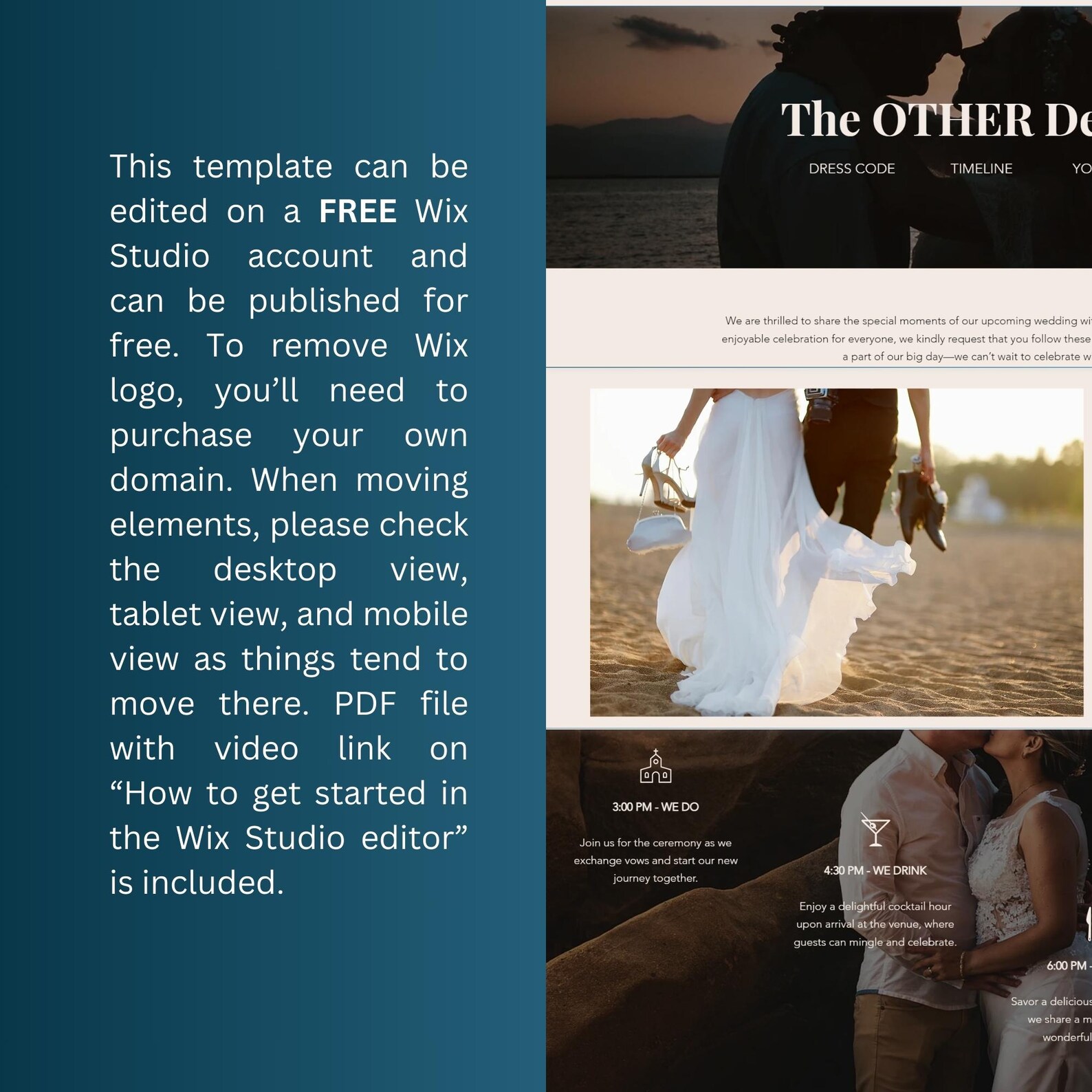 Beach Wedding Website Template: Seaside Theme, Wix Studio - Etsy