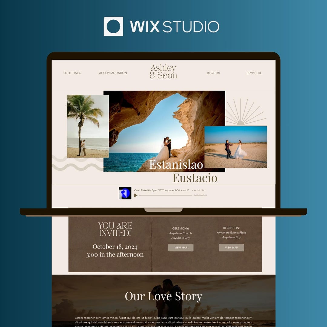 Beach Wedding Website Template: Seaside Theme, Wix Studio - Etsy