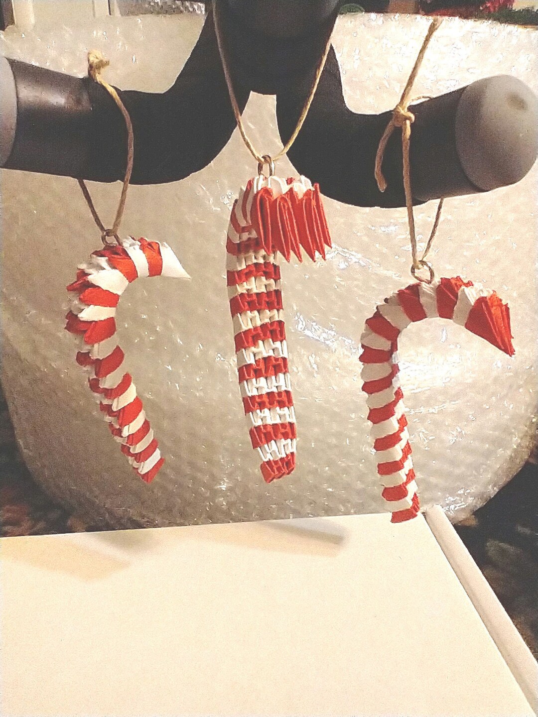 Set of 6, 3D Origami Candy Cane Ornaments - Etsy