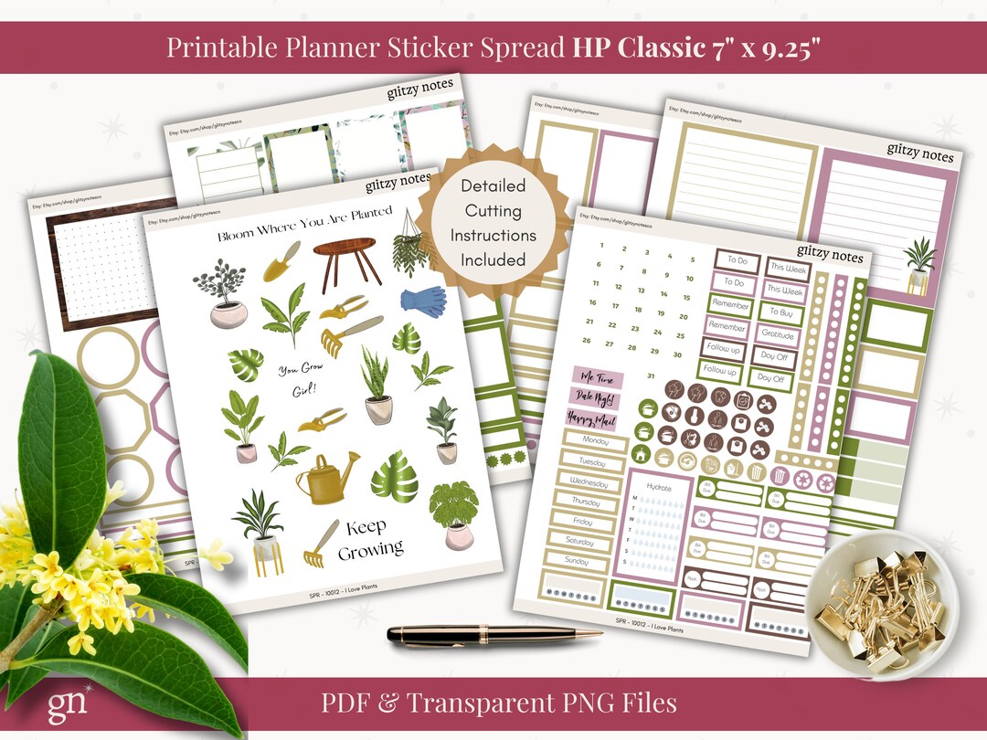 I Love Plants Printable Planner Weekly Sticker Spread Decorative ...