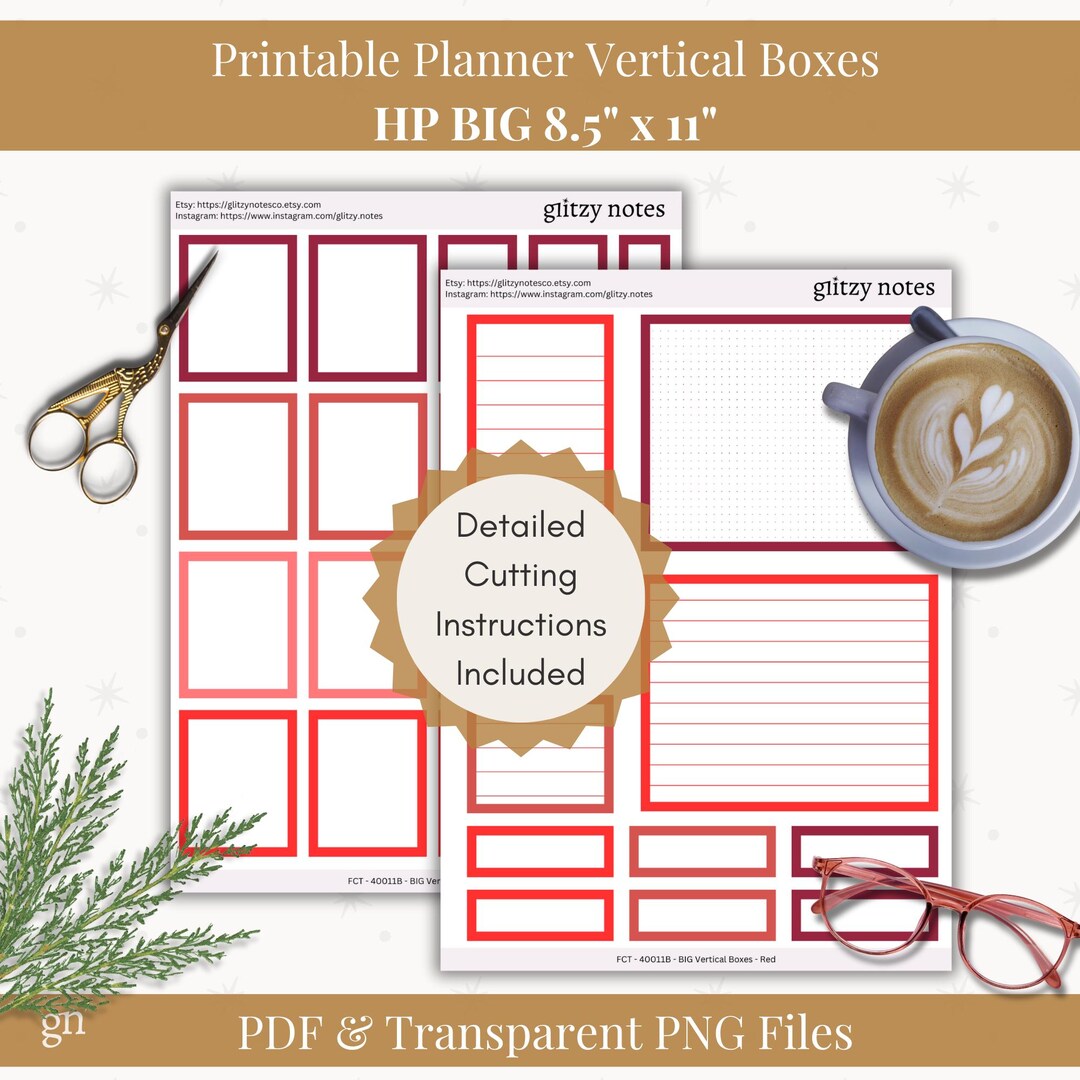 Happy Planner BIG Boxes Red Printable Happy Planner Box Stickers ...