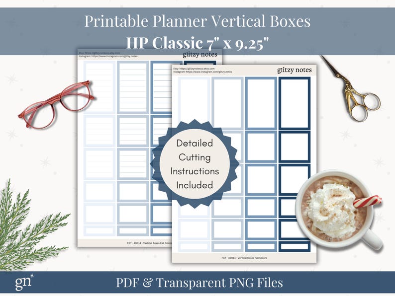 HP Classic Boxes Winter Printable Happy Planner Box Stickers-vertical ...