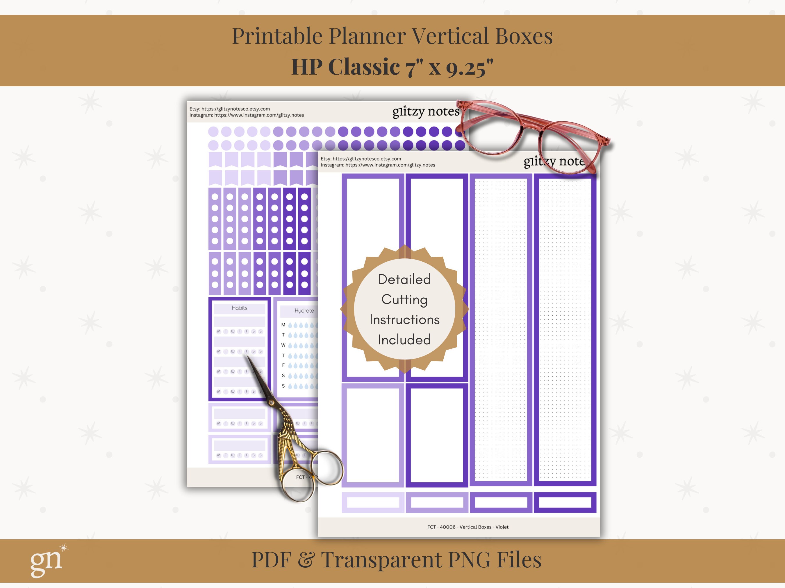 HP Classic Violet Planner Stickers, Functional Box Set (digital File ...