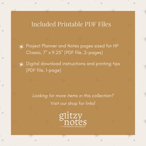 Printable Project Planner and Notes Pages Insert HP Classic 7"x9.25 ...