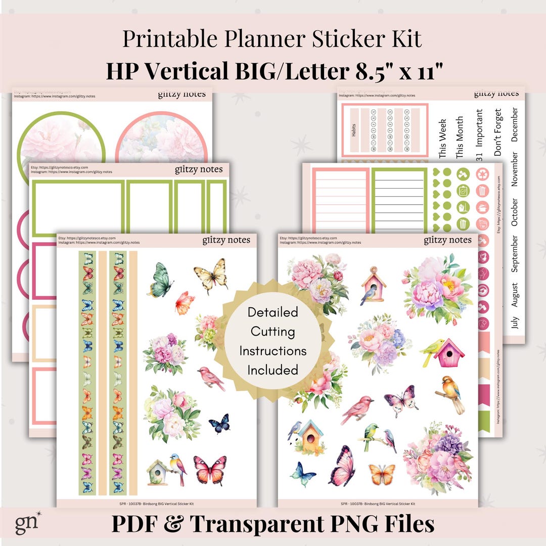 Happy Planner BIG Printable Weekly Sticker Kit Songbird Decorative ...