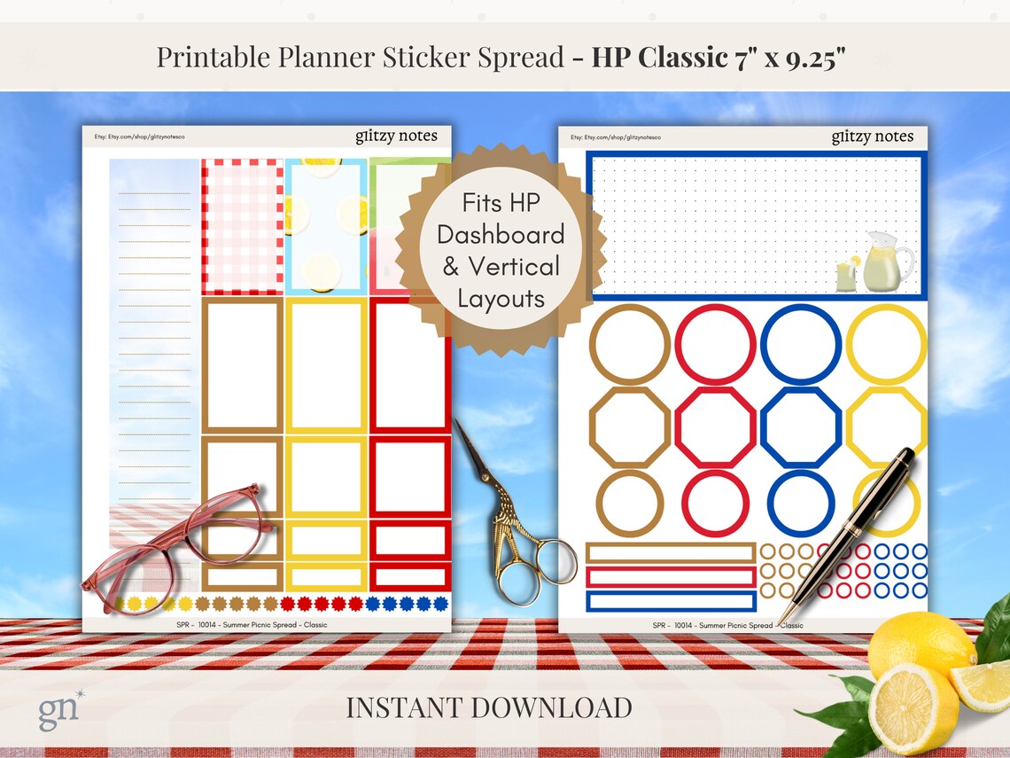 Summer Picnic Printable Planner Weekly Sticker Spread Cookout ...