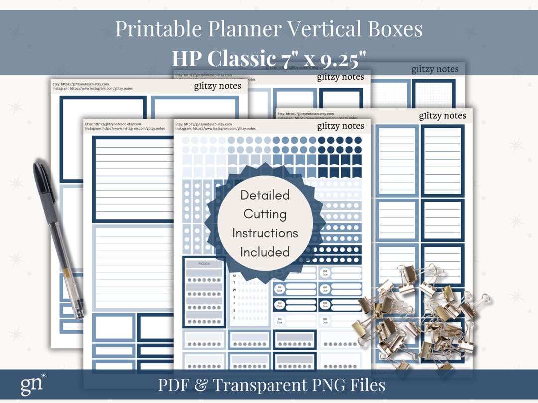 HP Classic Boxes Winter Printable Happy Planner Box Stickers-vertical ...