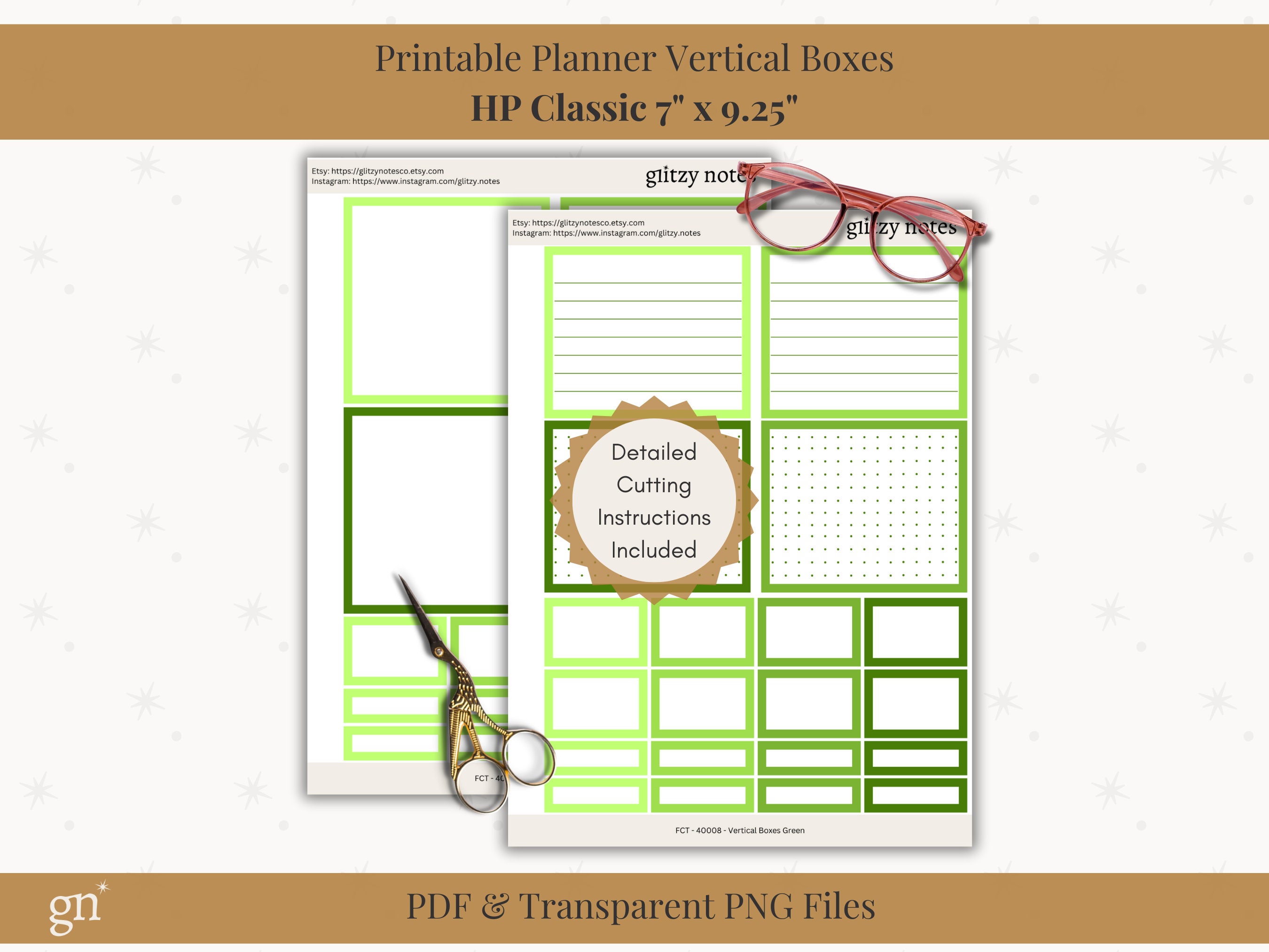 HP Classic Boxes Green Printable Happy Planner Box Stickers-vertical ...