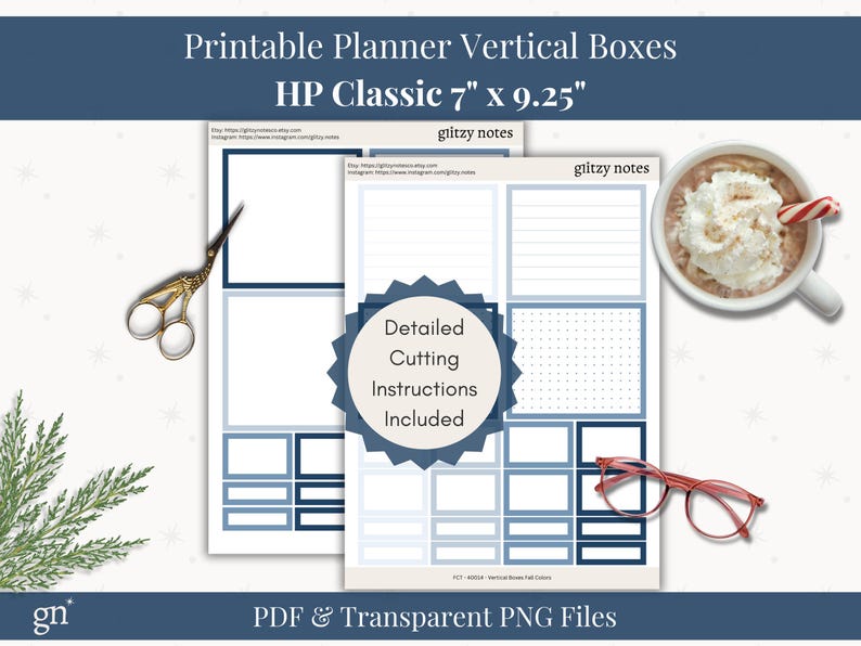 HP Classic Boxes Winter Printable Happy Planner Box Stickers-vertical ...