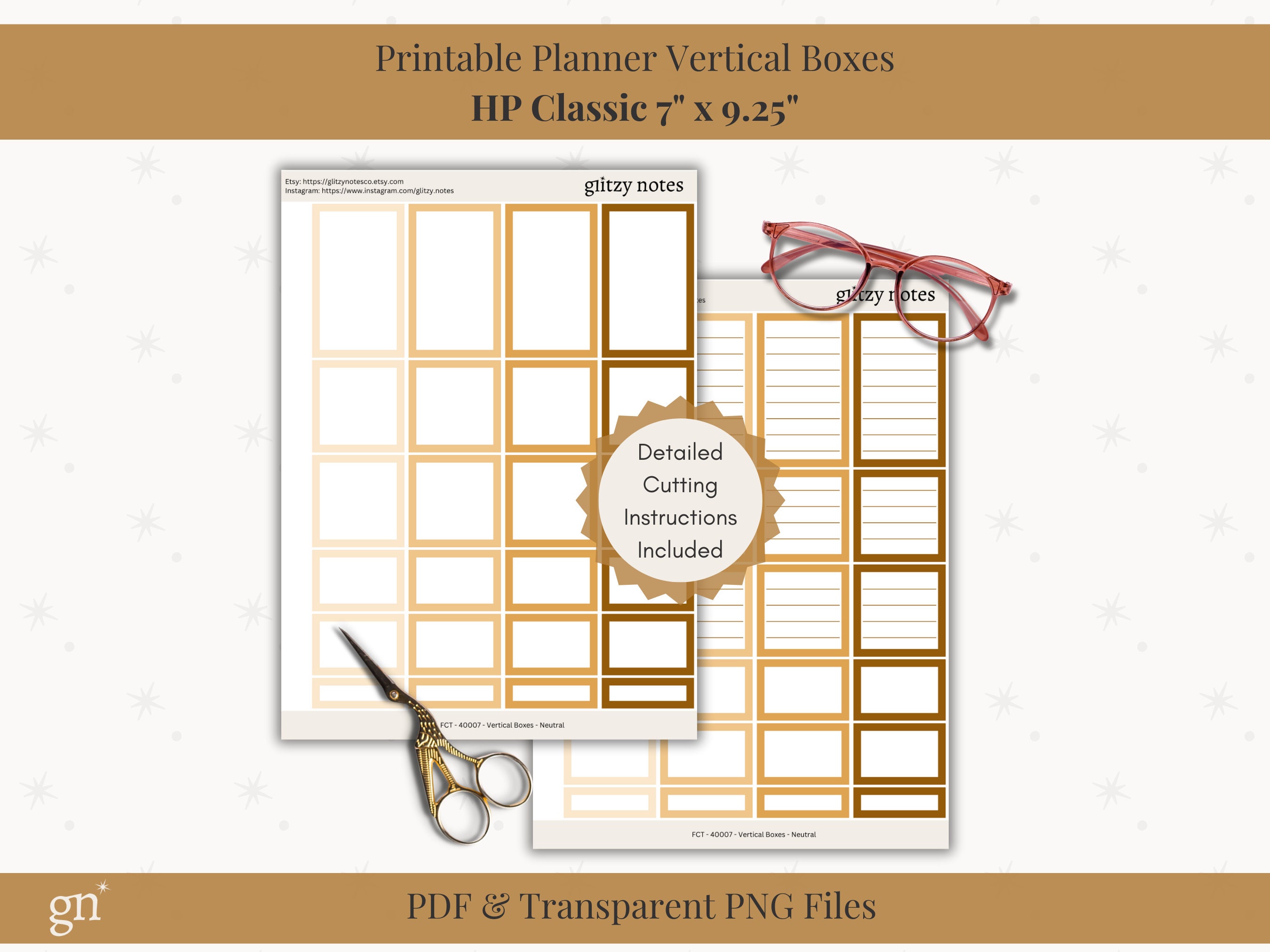 HP Classic Neutral Boxes Printable Happy Planner Box Stickers-vertical ...