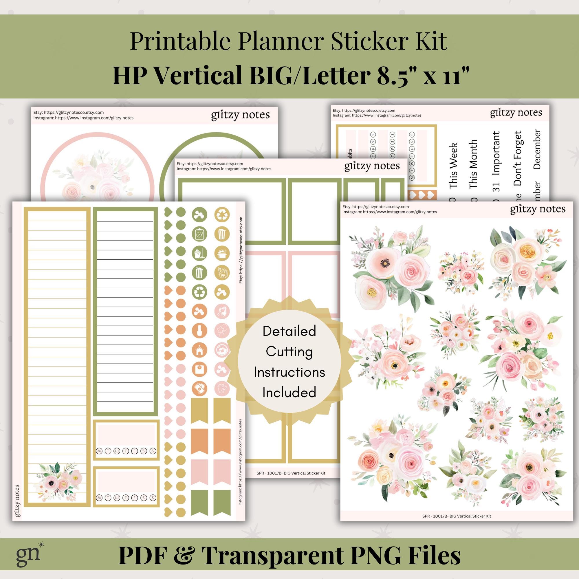 Happy Planner BIG Printable Planner Weekly Sticker Kit Spring Floral ...