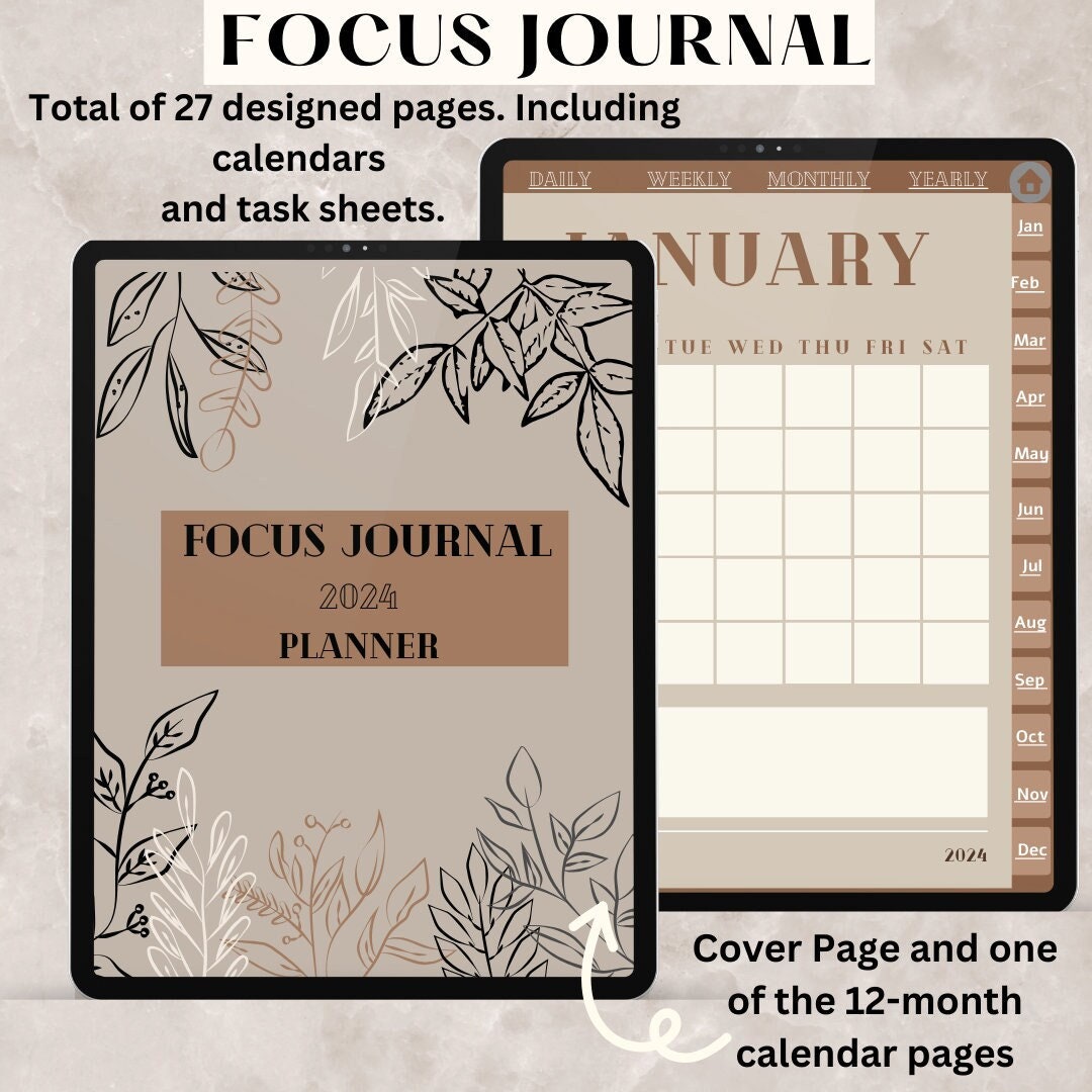 Focus Journal 2024 Calendar - Etsy