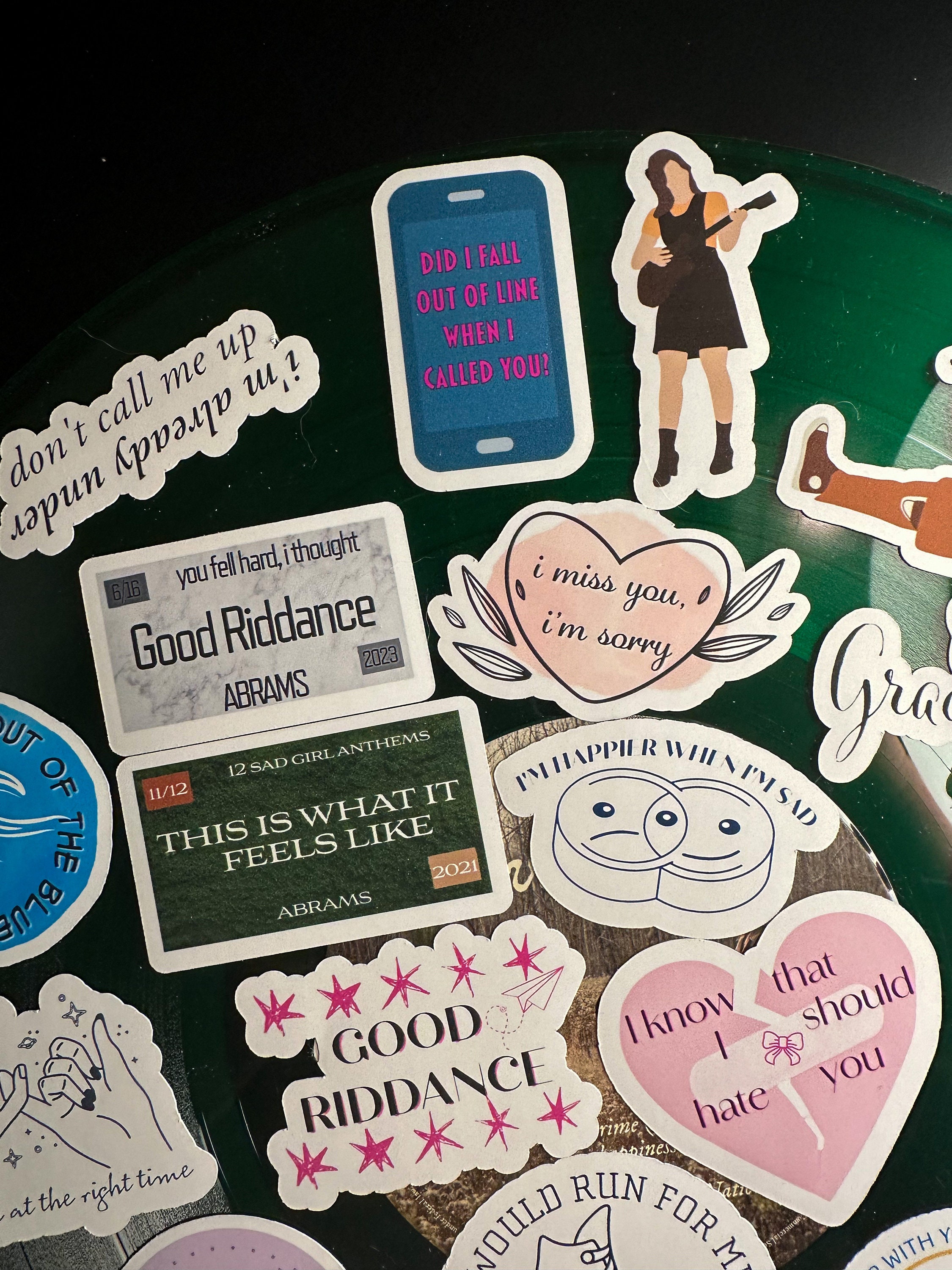 20pc Gracie Abrams Sticker Set READ DESCRIPTION Good Riddance Lyrics ...